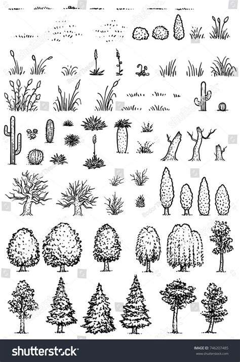 Map Elements Illustration Drawing Engraving Ink Stock Vector Royalty Free 746207485