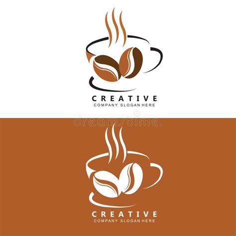 Coffee Logo Vector Caffeine Drink Symbol With Coffee Brown Color Design