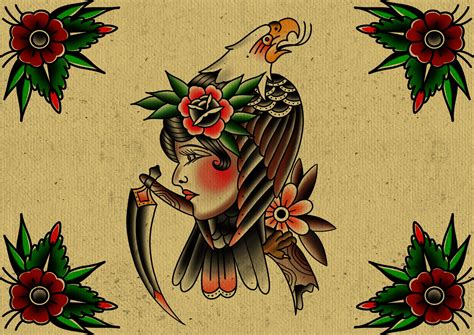 Neo Traditional Tattoo Flash Black And White
