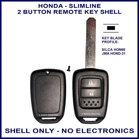 Honda New Style Slimline 2 Button Remote Key Shell Replacement