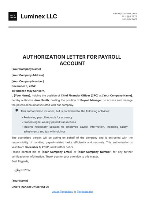 Employee Authorization Letter To Bank Account Template Infoupdate Org