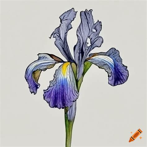 Blue Flag Iris Drawing Photorealistic Watercolor Of A Blue Flag Iris