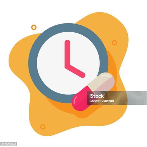 Traitement Ou Prendre Des Médicaments Rappel De Temps Icône Vecteur Dessin Animé Plat