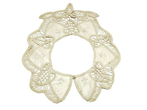 Lace Collar Antique Victorian Battenburg Cotton Linen Ecru Etsy