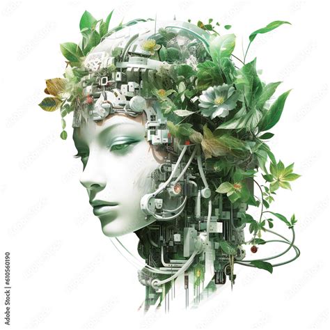 Artificial Intelligence Integration In Nature Created With Generative AI Technology Stock