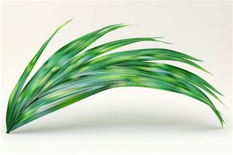 Close Up Of A Single Green Plant Leaf With Long Blades Isolated On A