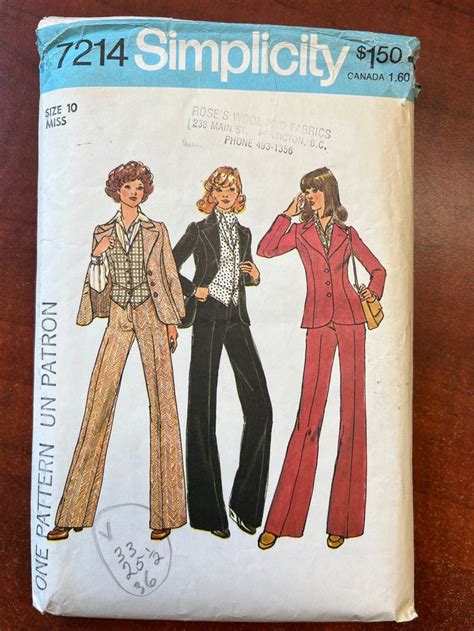 1975 Simplicity Pattern 7214 Size 10 Bust 315 Etsy Vintage