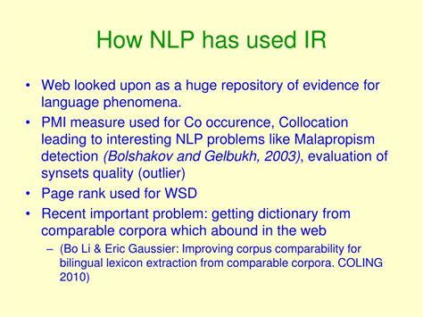 PPT NLP And IR Coming Closer Or Moving Apart PowerPoint Presentation ID