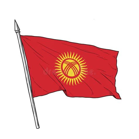 Red Flag With A Yellow Sun In The Center Featuring 40 Rays Surrounding