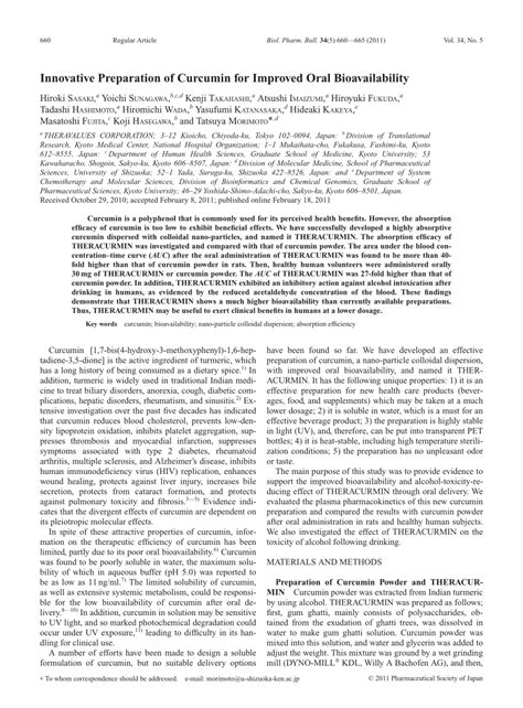 Pdf Innovative Preparation Of Curcumin For Improved Oral Bioavailability