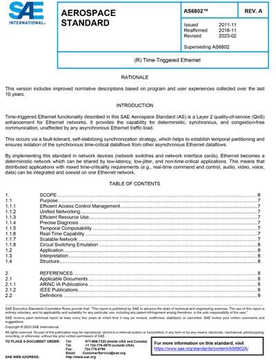Sae As 6802a 2023 Time Triggered Ethernet