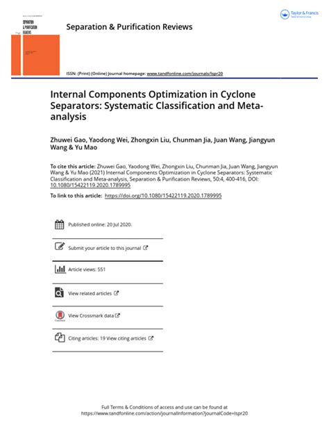 internal components optimization in cyclone separators systematic