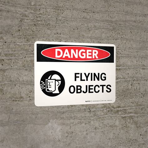 Danger Flying Objects Landscape With Icons Wall Sign
