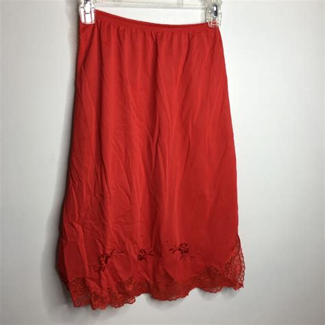 Vintage Charmode Sears Half Slip Red Rose Accent Gem