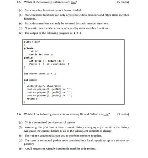 Solved 1 5 Which Of The Following Statements Are True 5 Chegg