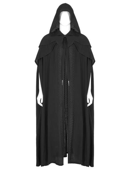 Punk Rave Black Retro Gothic Rococo Long Cloak For Men