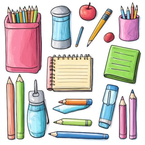 Cartoon School Supplies Set Premium Ai Generated Image