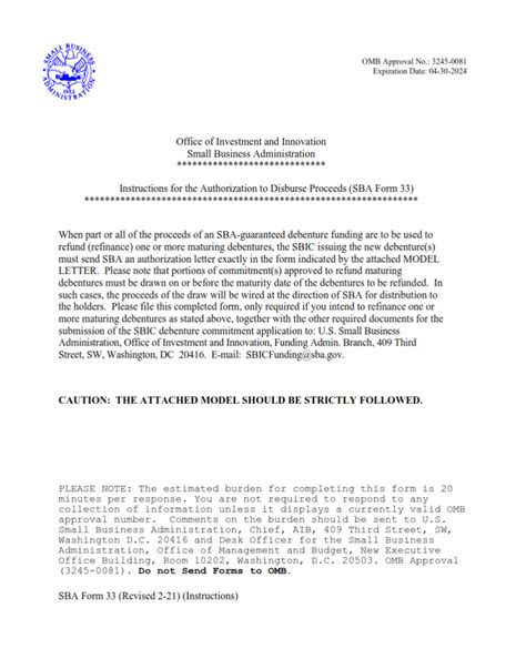 Sba Form 33 Authorization To Disburse Proceeds Origin Form Studio