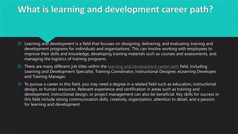 Learning And Development Career Pathpptx
