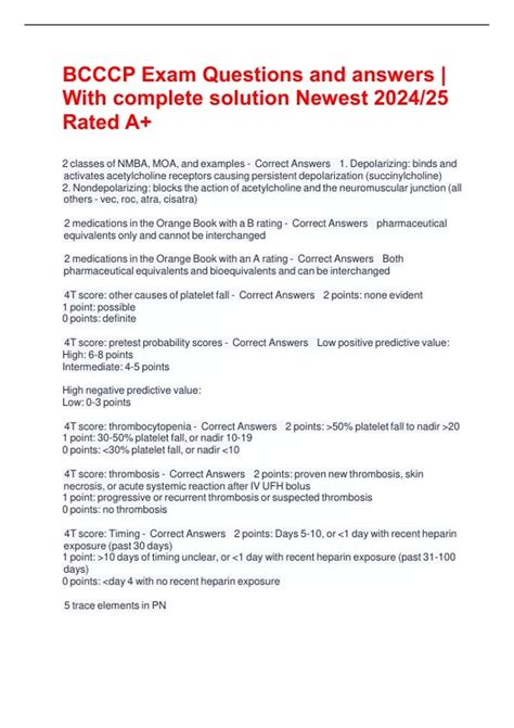 Bcccp Exam Questions And Answers With Complete Solution Newest 2024