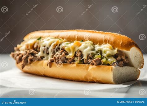 Delicious Philly Cheesesteak With Chopped Ribeye Steak With Pickles