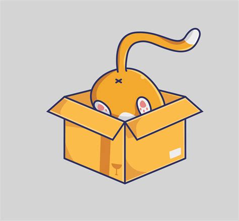 Cute Cat Ass In Cardboard Cartoon Animal Nature Concept Isolated