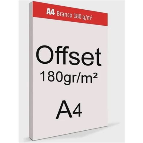 Papel Offset 180g 100 Folhas A4 Branco Off Set Submarino