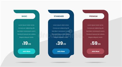 Minimal Pricing Comparison Chart Web Ui Template Design Stock Vector Illustration Of Standard
