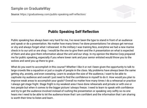 Public Speaking Self Reflection Essay Example GraduateWay