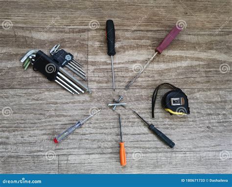 Male Tools Neatly Lying On The Floor Tools For Minor Repairs Stock Image Image Of Metal