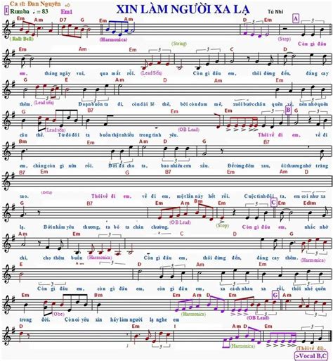 Sheet Xin làm người xa lạ song lyric sheet chords vip