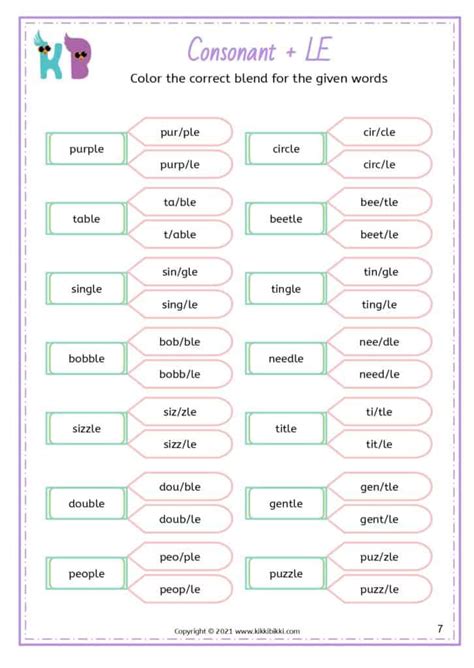 Final Syllable Le Online Exercise For Live Worksheets Worksheets