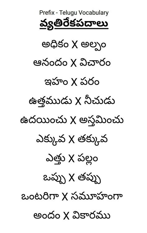 Learn Telugu Prefixes With Colorful Flashcards