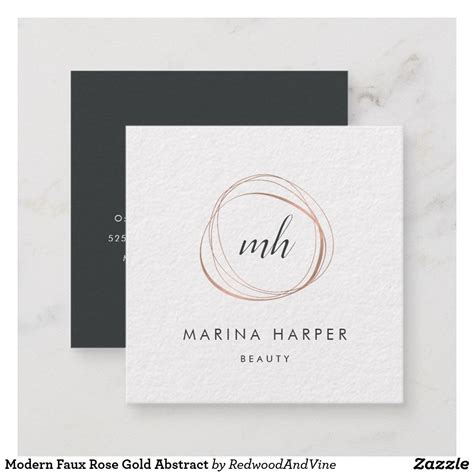 Modern Faux Rose Gold Abstract Square Business Card Zazzle Inside Place Card Size Template 10