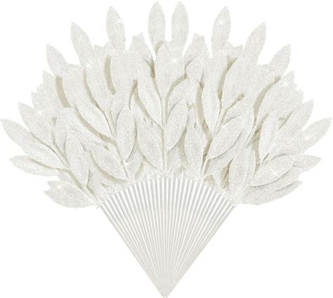 Amazon Riceshoot 72 Pcs Artificial Glitter Bay Leaf Christmas