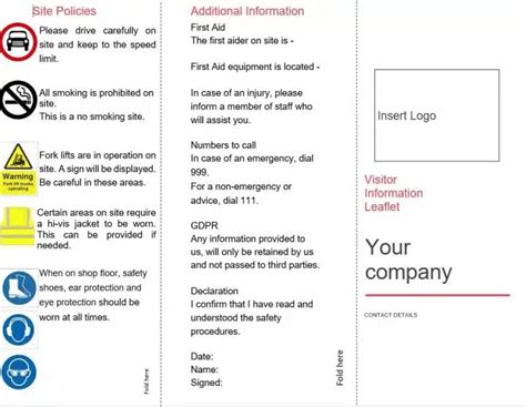 Site Induction Editable Folded Leaflet Strata