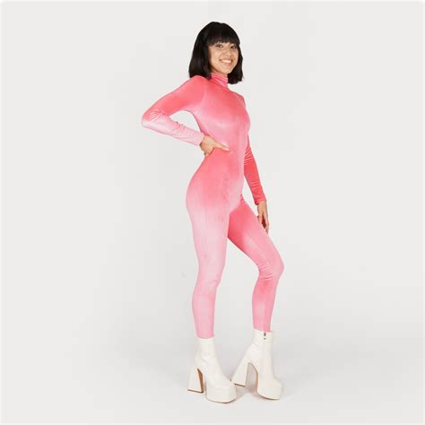 Bright Pink Stretch Velvet Catsuit Jumpsuit Unitard Bodysuit Etsy