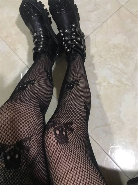 Fishnet Pantyhose Black Skull Detail Tights Goth Pirate Halloween Fancy