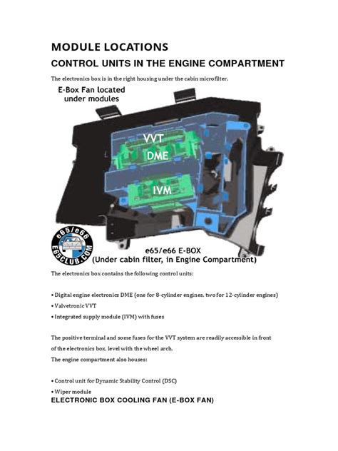 E65 E66 Module Locations Pdf Headlamp Trunk Car