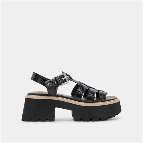 Latice Sandals Midnight Embossed Leather Dolce Vita