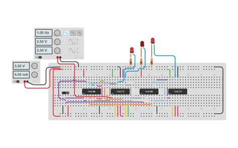 circuit design 3 bit asynchronous up down counter tinkercad
