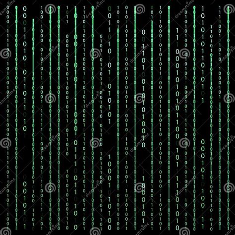 black and white algorithm binary code with digits on background stock