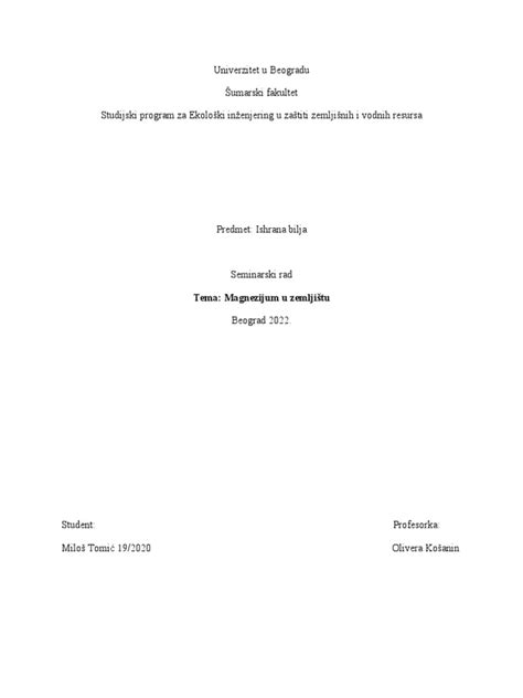 Magnezijum U ZemljiŠtu Pdf