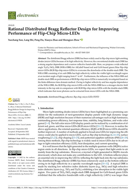 Pdf Rational Distributed Bragg Reflector Design For Improving Performance Of Flip Chip Micro Leds