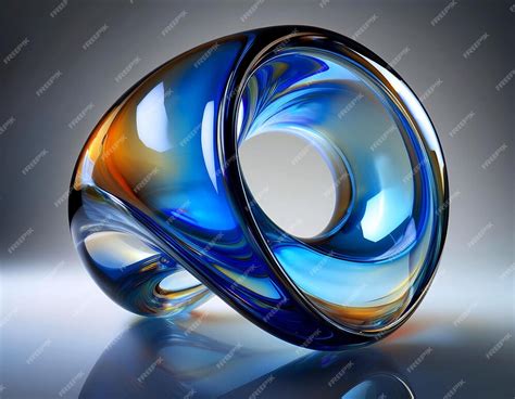 3d Glass Logo Mockup Ring Tube Circle Abstract Wavy Sphere Organic