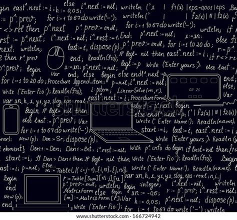 Technical Vector Seamless Pattern Handwritten Programming Stock Vector