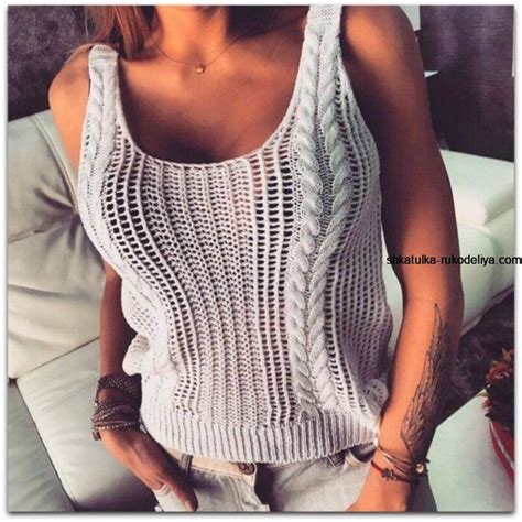 Модная майка спицами. Lace Knitting, Knit Crochet, Lace Knit Top, Knit ...