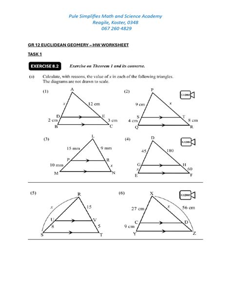 Gr 12 Euclidean Geomery Hw Worksheet Pdf Geometric Shapes