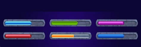 Game Progress Bars In Stone Frame Royalty Free Vector Image