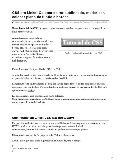 Css Em Links Colocar E Tirar Sublinhado Mudar Cor Colocar Plano De